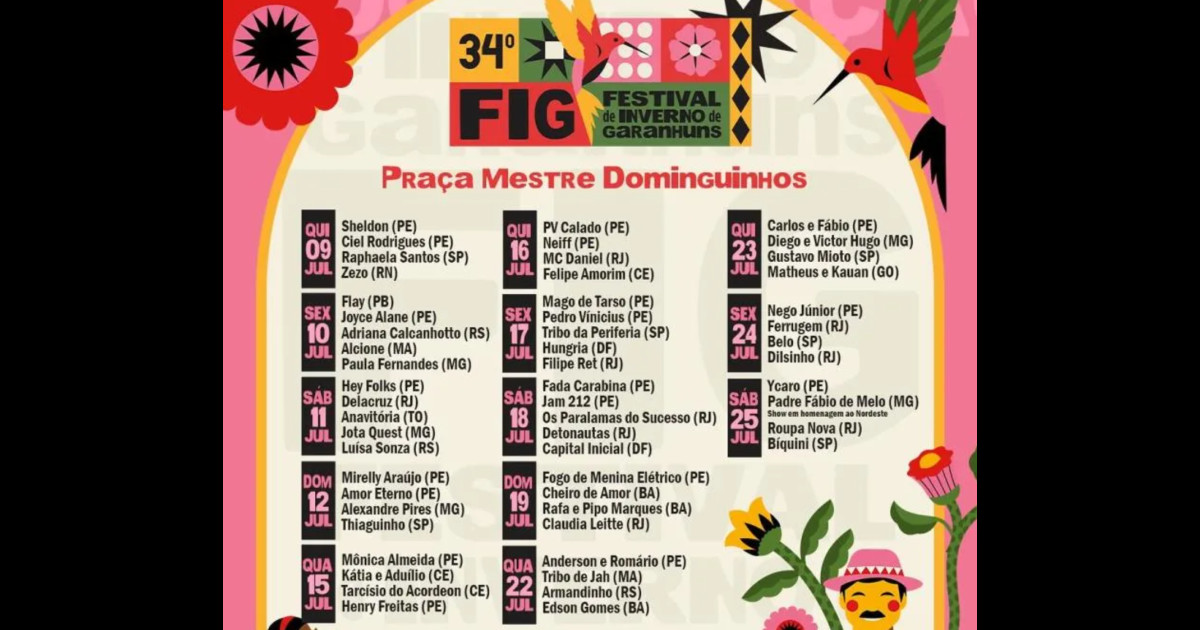 Festival de Inverno de Garanhuns 2026: datas, shows e programação